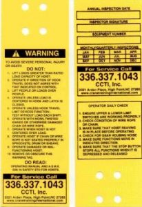 Warning Tags - Crews Crane Training International